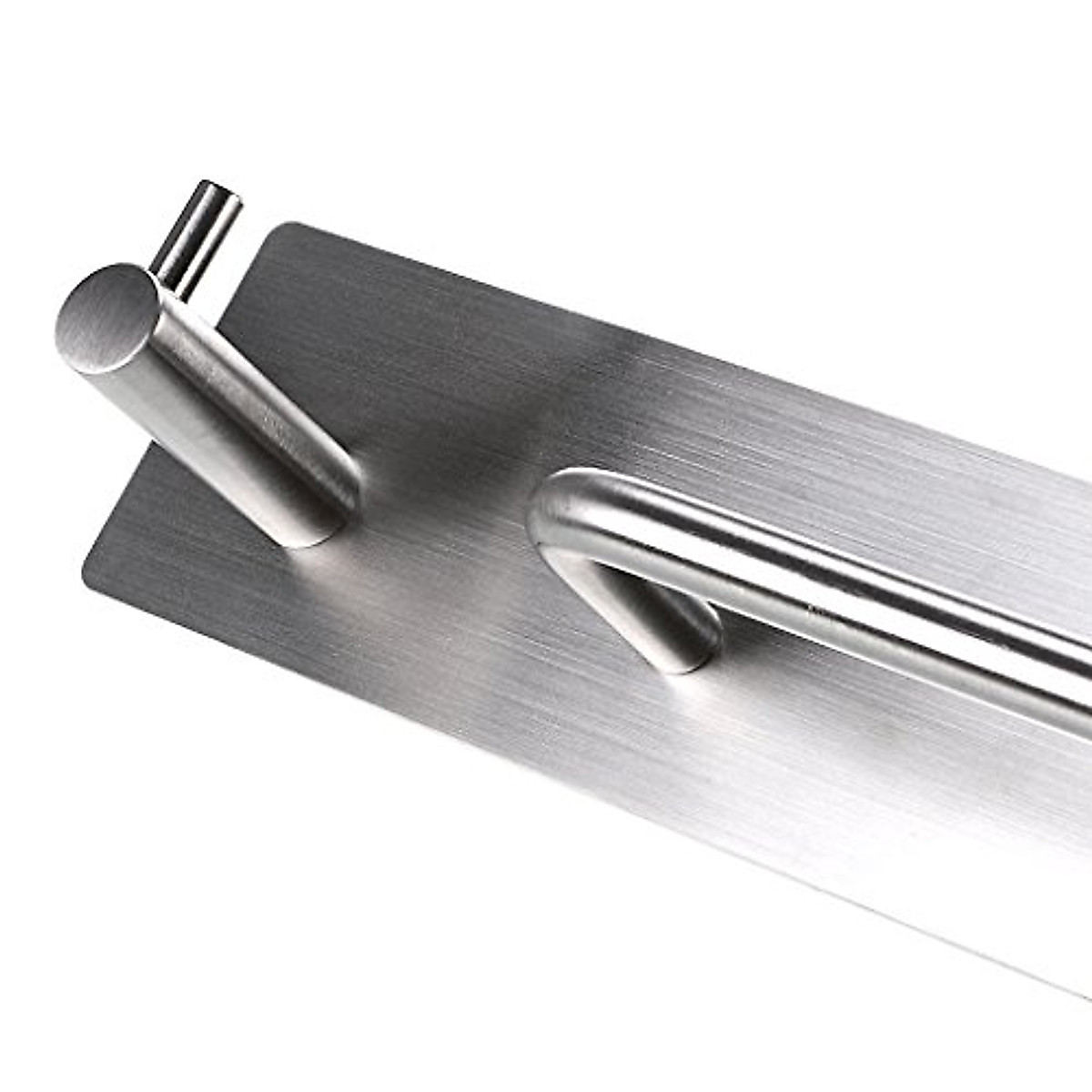 Sumnacon Towel Bar Rack with Hook, 13.38 Inch 3M Self Adhesive Stainless Steel Towel Holder Organizer for Bathroom Kitchen Bedroom, Brushed Finish (Towel Rack with Hook)