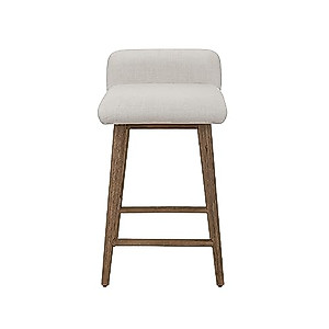 Ball & Cast Upholstered Counter Height Bar Stools 24 inch Kitchen Wooden Stool Chairs Set of 2, Linen