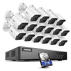 ANNKE 16 Channel 5MP Security Camera Systems H.265+ 5MP Lite DVR with 2TB Hard Drive, 16pcs 5MP Indoor Outdoor Surveillance Cameras, Easy Remote Monitoring, 100ft Super Night Vision