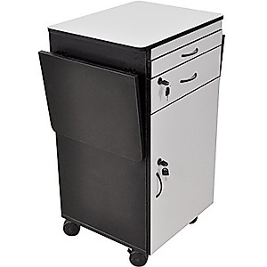 Luxor WPSDD3 Wood Multimedia Workstation Cart, 38 inches High; Durable Black/Gray Laminate Finish