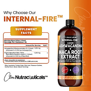Clean Nutraceuticals Clean Ashwagandha Maca Root 5000mg Liquid Vitamin - Natural Stress Relief & Health Boost for Women Men - Alternative to Ashwagandha Gummies Capsules Powders Pills - 32 Servings