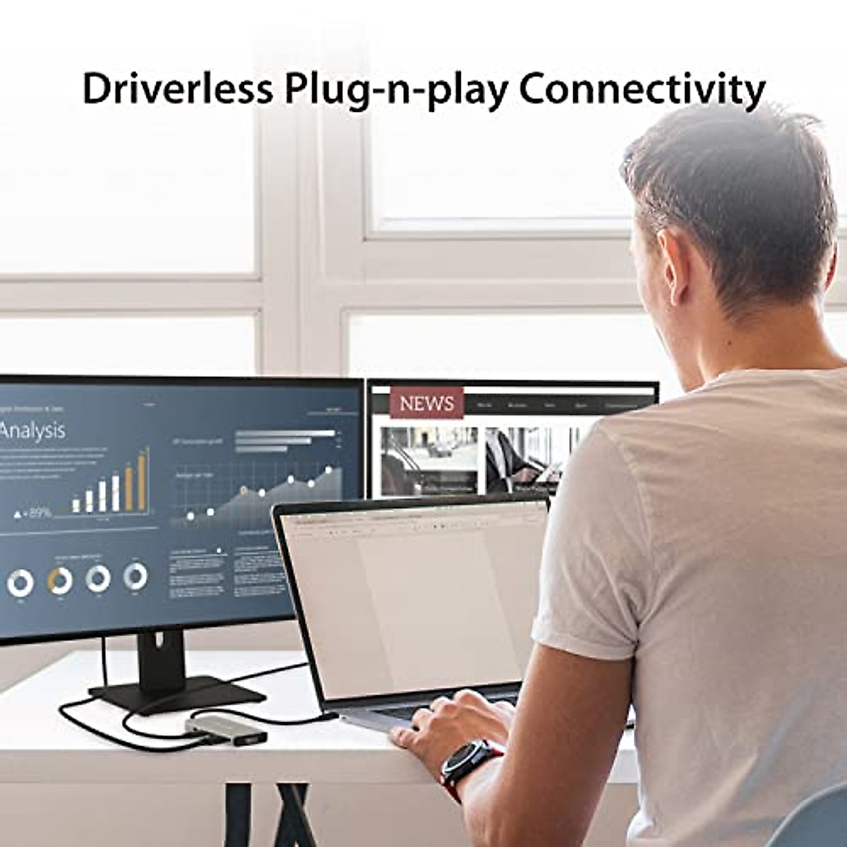 j5create USB4 Dual 4K Multi-Port Hub -5 in 1 USB4 Hub with PD 85W, Dual 4K Display, DisplayPort 1.4, USB-A, USB-C Ports | for Macbooks, Windows Laptops, Thunderbolt 3/4, and USB4 Devices (JCD401)