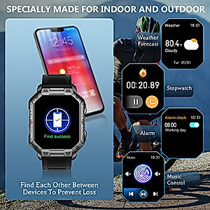Smart Watch - Military Smart Watches for Men, Bluetooth(Answer/Make Call) 1.83" Tactical Smartwatch for Android Phones iPhone Fitness Tracker,Outdoor Waterproof Watch Heart Rate Blood Pressure Monitor