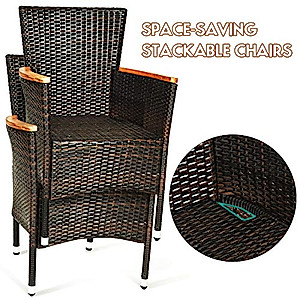 Lek Store 7 Pcs Outdoor Patio Dining Set Garden Rattan, Steel, Wood, Home Garden Furniture Design Will be The Focus of Your Garden, Courtyard, Indoor, Outdoors Living Sofa, Patio, Poolside, Backyard.