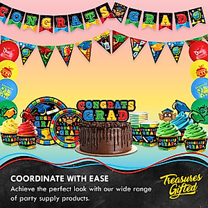 Treasures Gifted Preschool Graduation Cake Topper Set - (1) Grad Cake Topper & (24) Graduation Cupcake Toppers & Matching Wrappers - Graduation Party Supplies - Preschool Graduation Decorations