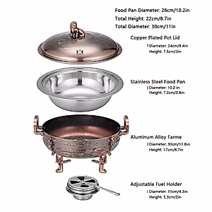 YIEOTM Chafing Dish Buffet Set, Round Chafer Buffet Servers and Warmers with Food Pans, Fuel Holder, Pot Lid and Bottom Stand for Home and Restaurant