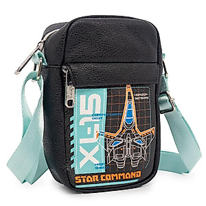 Disney Bag, Crossbody, Pixar, Lightyear Star Command XL 15 Spaceship Schematic, Black, Vegan Leather