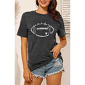 Game Day Football T Shirts Women Football Mom Tee Tops Funny Sunday Casual Short Sleeve Tee Shirts