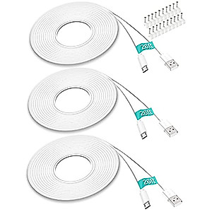 SIOCEN 3 Pack 26FT Micro USB Cable Power Extension Cord for Wyze Cam,WyzeCam Pan,YI Cam,YI Dome Home Camera,Kasa Cam,Oculus Go,Furbo Dog,Nest Cam,Blink,Long Charging Wire for Security Cameras