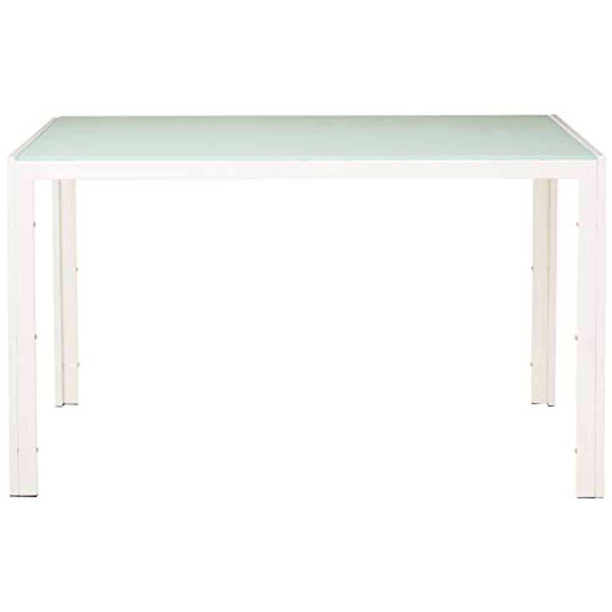 IDS Home Modern Kitchen Dining Table with White Glass Table Top Dining Room Furniture Table - White (Table Only)