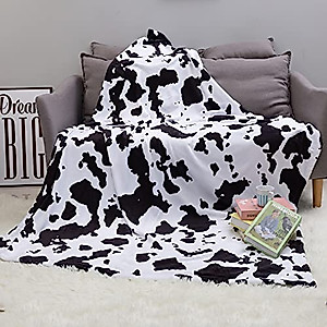 chifave Cow Print Blanket Fleece Black and White Cow Throw Blanket for Kids Adults Soft and Worm Blanket for Bed, Couch, Sofa All Season (Cow Print 50"x60")