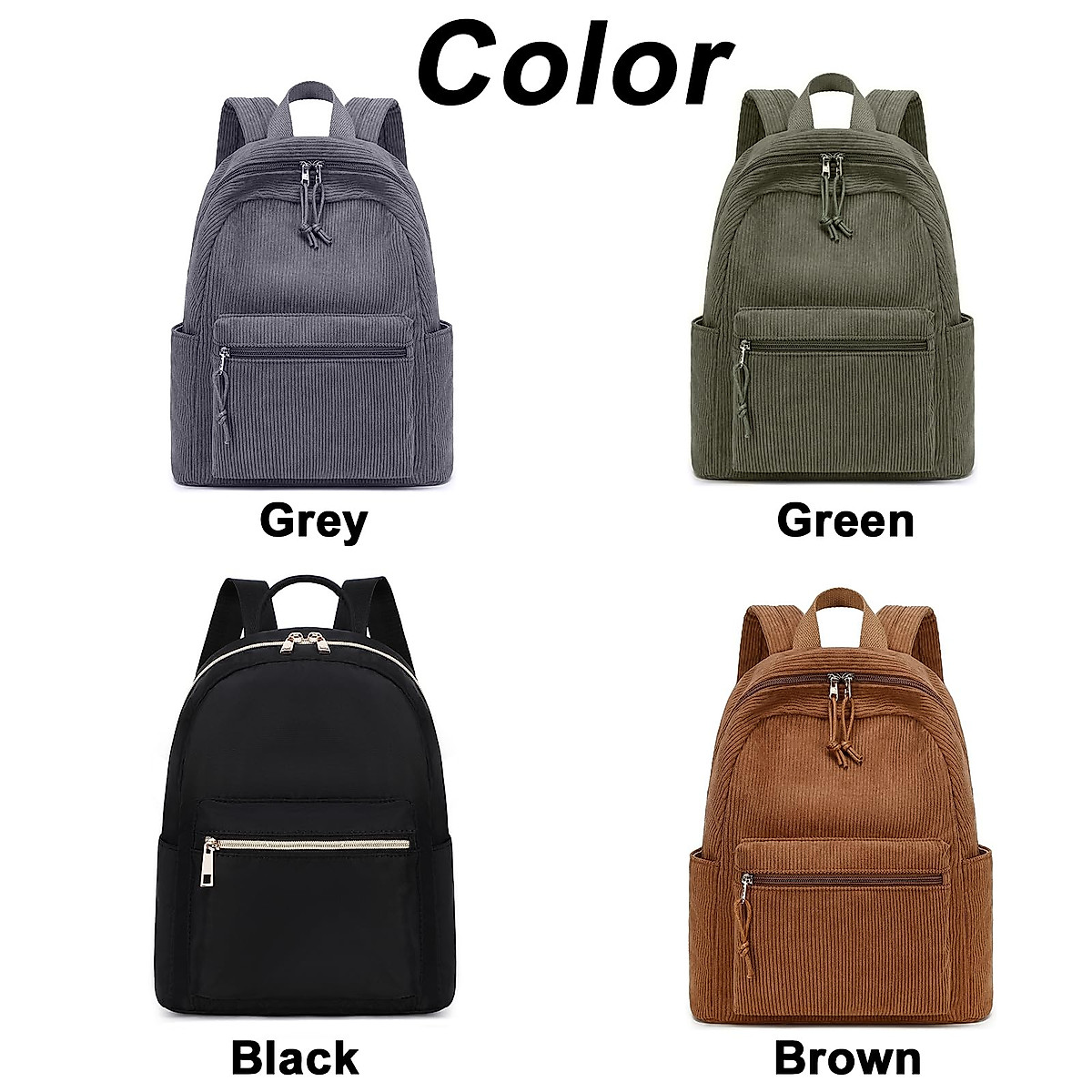 Bluboon Girls Mini Backpack Women Small Backpack Purse Teens Cute Casual School Bookbag(Corduroy Army Green)