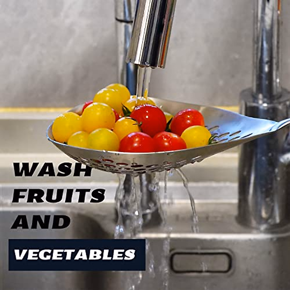 KAYCROWN Skimmer Slotted Spoon, 304 Stainless Steel Skimmer Ladle Skimmer Spoon Spider Strainer for Cooking and Frying, Pasta Strainer Spoon Frying Spoon Kitchen Cooking Colander Spoon