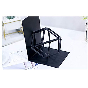 Bookends Creative Fashion Metal Bookends Black Geometry Shape Book Stand Home Office Decoration Desk Organizer Book Shelf Holder Book Ends (Color : Black)
