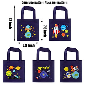 BANBALLON 20 PCS Outer Space Party Favor Bags Space Non-Woven Gift Bags Treat Gift Bags For kids Birthday Party Outer Space Theme Party Baby Shower Goodie Bags Supplies