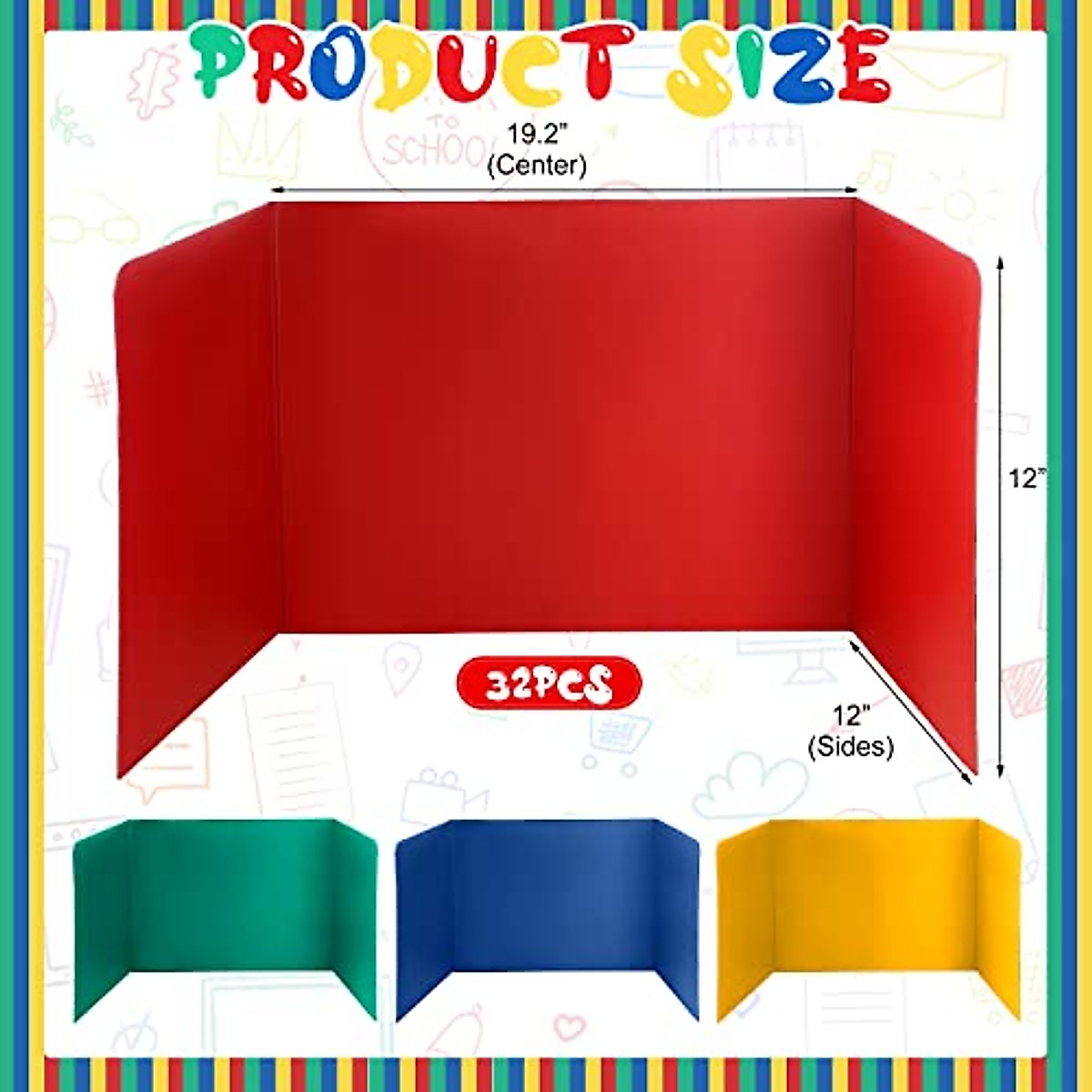 Desk Dividers for Students Privacy Boards Classroom Privacy Folders for Student Desks Testing Privacy Panel Partitions Study Carrel Desk Trifold Privacy Panel for Student, 4 Colors (32 Pieces)