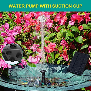 ZOLOCHEL Solar Fountain Kit 2024 Upgraded Glass Panel,9.84 Power Cord Solar Bird Bath Fountains No Battery DIY 9 Nozzles, Solar Water Fountain for Bird Bath Garden Décor(Black)