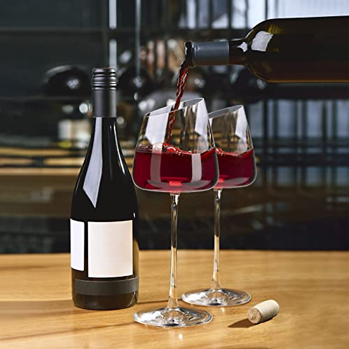 Modern Slanted Red Wine Glasses Set of 4,Elegant Hand-Blown Long Stem Wine glasses with Unique Concave Base, Premium Crystal Glassware,for Wedding,Wine Tasting, Anniversary,and Christmas-13.5 oz