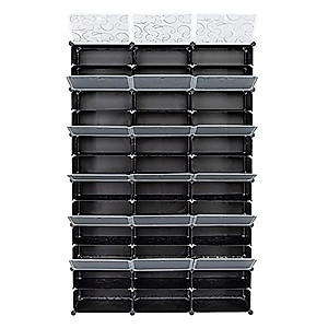 DOLFISH Portable Shoe Rack Organizer with Door, 12-Tier Portable 72 Pair Shoe Rack Organizer 36 Grids Tower Shelf Storage Cabinet, Stackable Detachable Free Standing Shoe Rack DIY Expandable