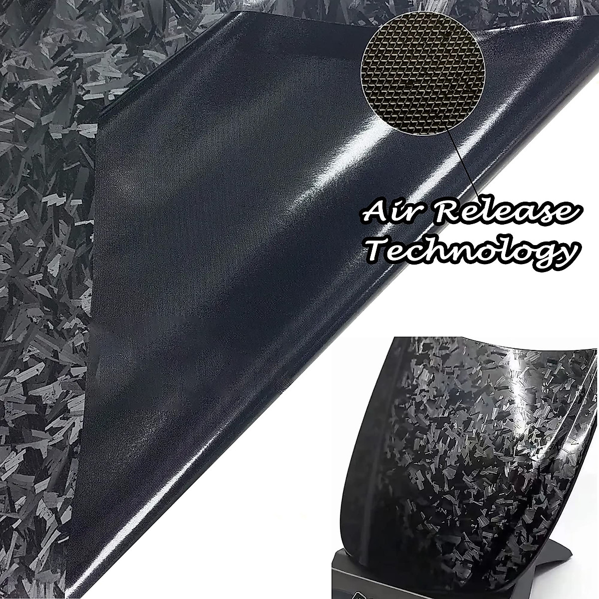 Black Forged Carbon Fiber Vinyl Wrap Roll, Lypumso Matte Black Car Wrap Vinyl with Bubble Free Air Release Auto DIY Decal Vehicle Motorcycle Self Adhesive Sticker (Black Forged Carbon, 1ft x 10ft)