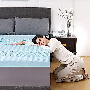 NeuType 3 Inch Memory Foam Mattress Topper Queen Size Mattress Topper 7 Zoned Comfort Cooling Gel Infused Bed Topper CertiPUR-US Certified, Foam Mattress Pad for Pressure-Relieving