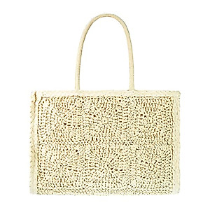Handwoven Straw Vintage Purse Bag Bohemian Large Straw Beach Bag Chic Casual Handbag Shoulder Bag Tote Rattan Vacation Bag
