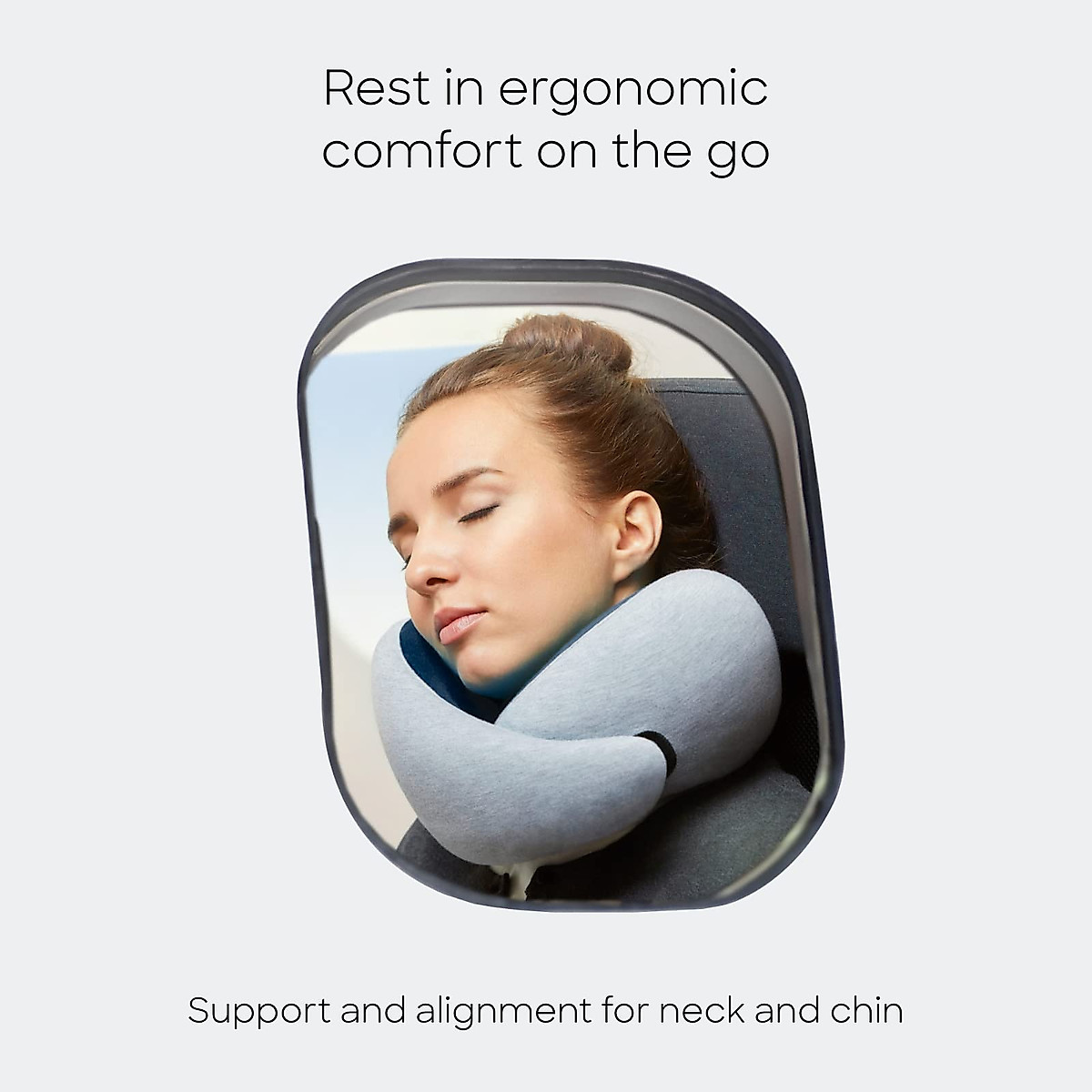 Ostrichpillow Go Neck Pillow - Premium Memory Foam Travel Pillow, 360º Ergonomic Design, Asymmetrical Sides, Travel Bag Included, Washable Modal Cover
