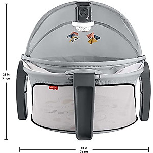 Fisher-Price Portable Baby Bassinet And Play Space Deluxe On-The-Go Projection Dome With Lights Music And Canopy, Paper Shapes