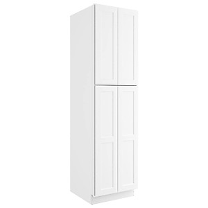 ROOMTEC 90" Kitchen Pantry Storage Cabinet - Modern Tall Storage Cabinet, 4 Doors & 5 Adjustable Shelves, Freestanding Utility Cupboard for Kitchen, Living Room, Dining Room