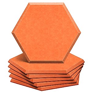 ZHERMAO 6 Pack Acoustic Panels Sound Proof Padding,14 X 13 X 0.4 Inches Sound Dampening Panels Bevled Edge Sound Panels, Used in Wall Decoration and Acoustic Treatment（Hexagon) (Pink)