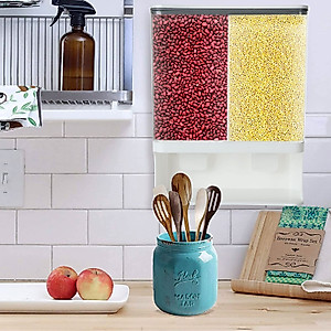 LANIAKEA Rice Dispenser, Laundry Detergent Dispenser, Wall-Mounted Rice Dispenser Container with Lids, Large Capacity Dry Food Storage Container for Rice, Beans, Laundry Scent Beads, Dog Food