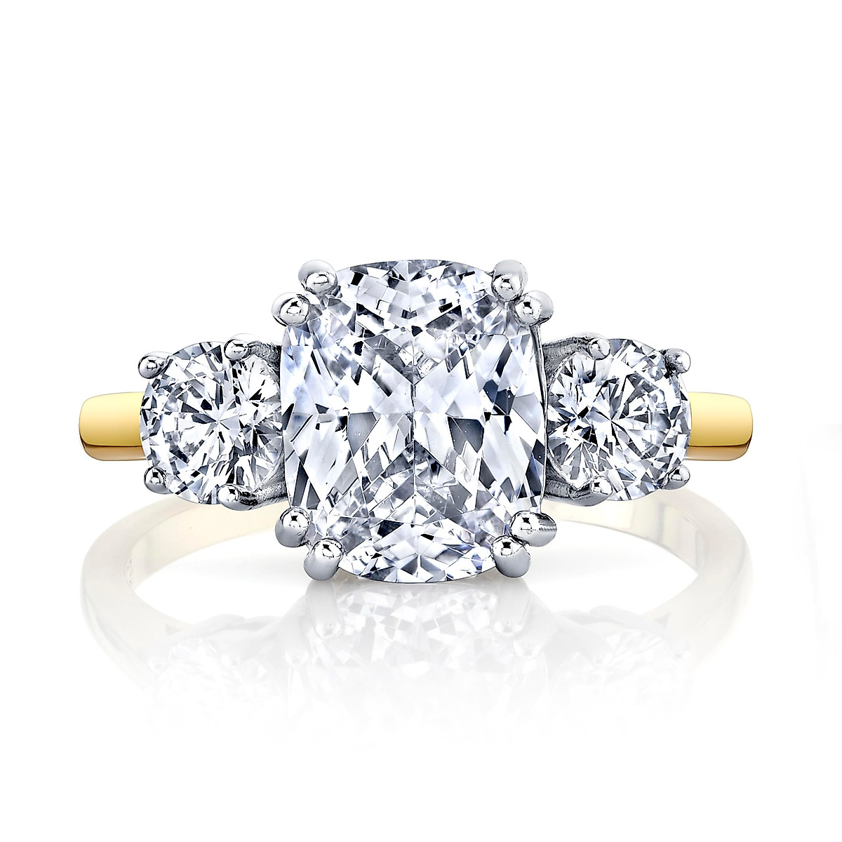 Metal Masters Co. Sterling Silver 925 Meghan Markle 14K Gold Plated Cushion Cubic Zirconia Wedding Engagement Ring 5