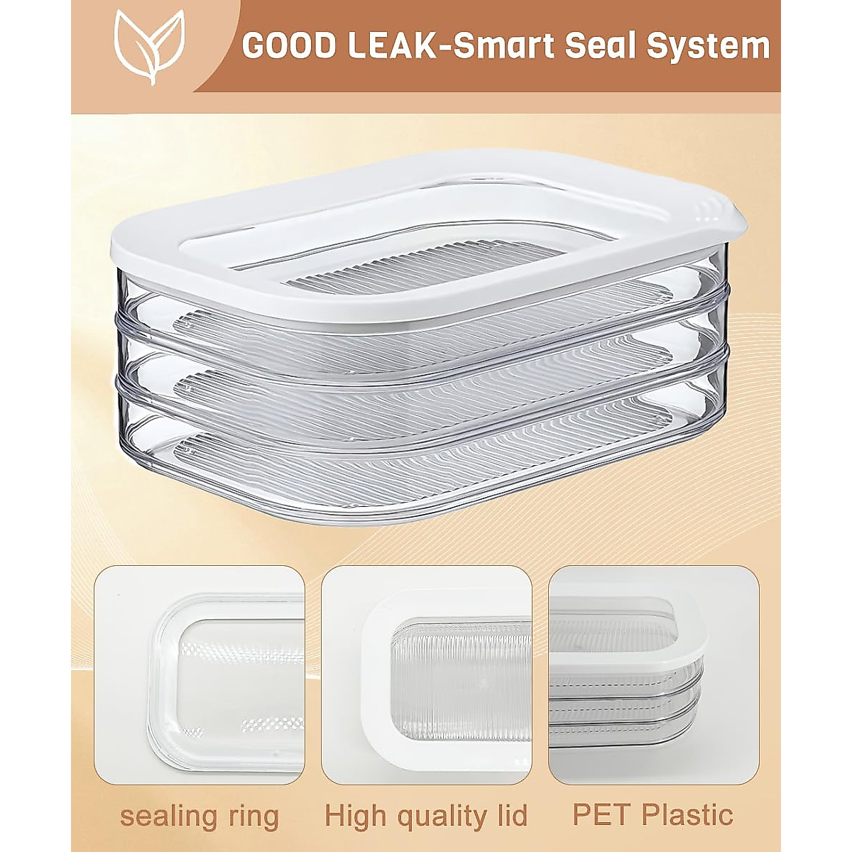 UIDUNI Japanese Deli Meat Container for Fridge with cold meat, Airtight Fridge Storage Sandwich Containers,Food Storage Boxes With Lid Meal Prep Containers For Cold Cuts,Salami,BPA Free,18.6oz 3pack