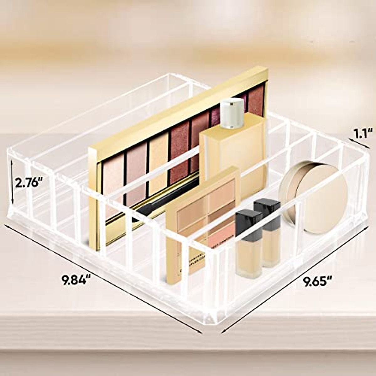 Acrylic Makeup Palette Organizer 8 Spaces Makeup Holder Organizer For Vanity Clear Cosmetics Makeup Organizer for Drawers