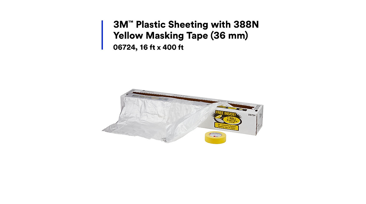 3M Tear Resistant Plastic Sheeting & Yellow Masking Tape