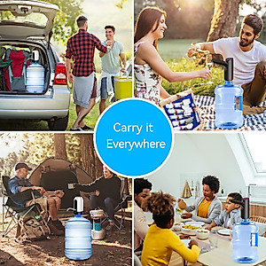 Ausxaron Water Dispenser for 5 Gallon Bottle, 2 Pack Portable Water Jug Dispenser, USB Charging Water Dispenser Pump, 5 Gallon Water Jug Pump for Home Kitchen Office - White and Black