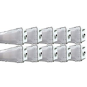 Orilis (10-Pack) 72W Commercial Outdoor Integrated Hardwired 4 Ft. Vapor Tight Water Resistant Anti-Fogging LED Fixture IP65-6500K - 7,000-9,000 Lumen