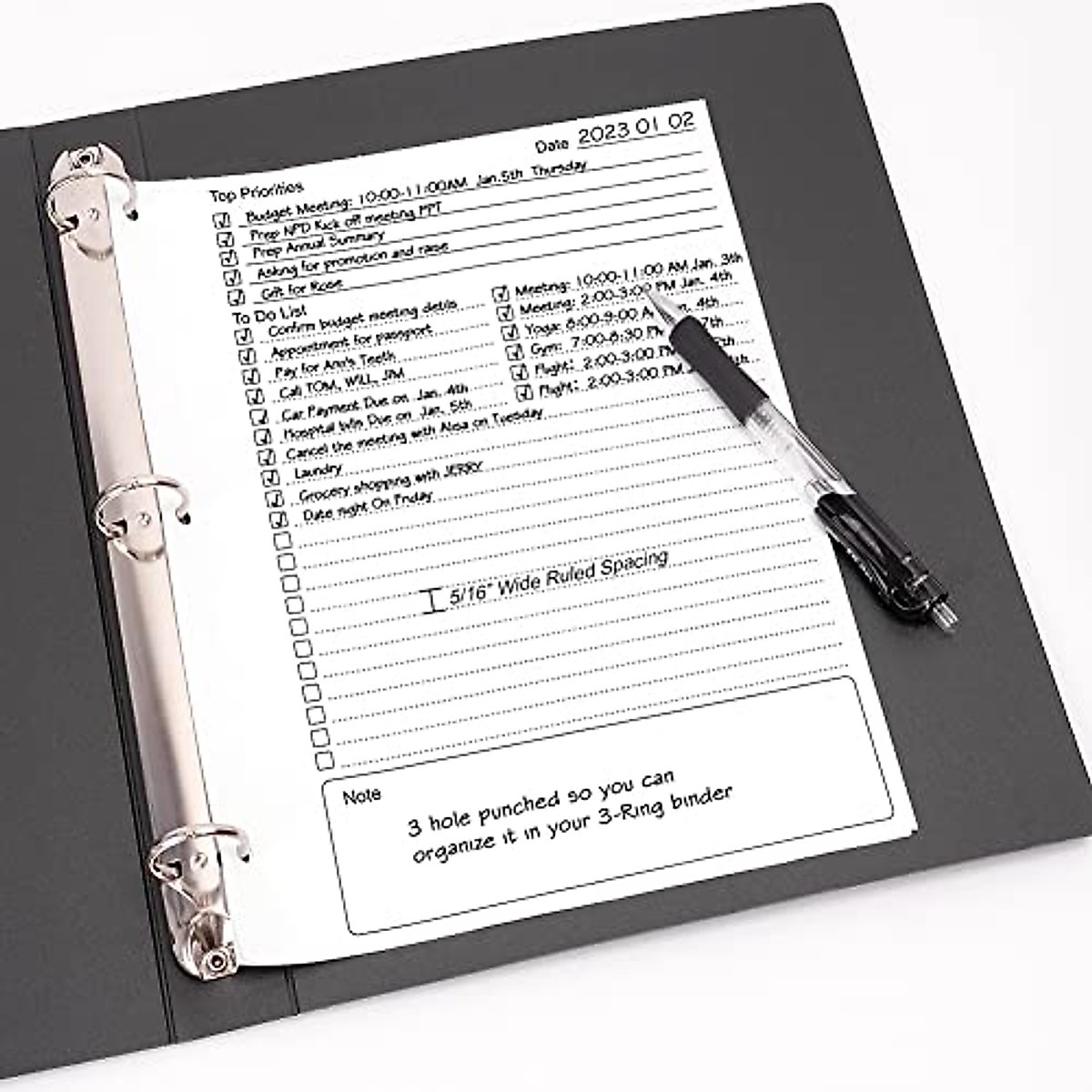 To Do List Notepad, Daily Task Planner with Checklist, 52 Sheets Tear Off Note Pad with 2023 Calendar, Work and Personal Organized, 8.5" X 11", A4 Size, 3 Hole Punched