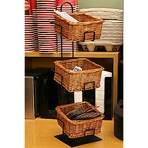 Mobile Merchandisers CR0620-3B-MB 3-Tier 3 Square Willow Basket Counter Display Rack,Brown