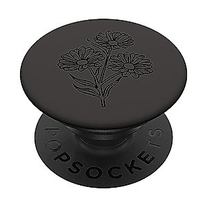 Black Gray Daisy PopSockets Standard PopGrip