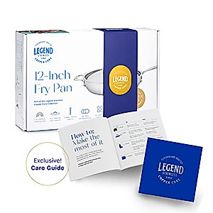 Legend 12" 5 Ply Copper Core Frying Pan w/Lid | Professional Home Chef Grade Stainless Steel Clad Skillet | Saute Sear Fry Healthy Cooking | All Surface Induction Oven Safe Non Toxic Durable Cookware