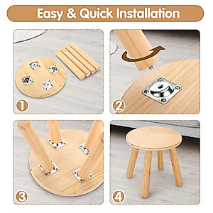 wingyz Wooden Step Stools for Kids, 10 Inch Solid Kids Chairs Perfect Matched Sensory Table, Multi-Purpose Children Sitting Stool for Playroom Bathroom (Natural, 1 Pack)