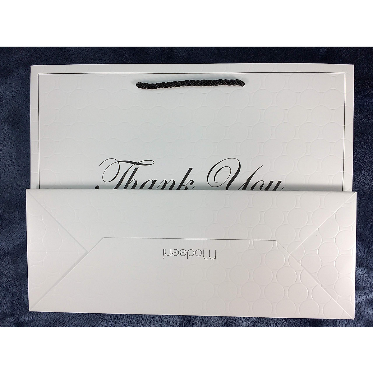 MODEENI 12 Large White Thank You Gift Bag Wedding Thank U Bags with handles 13x10 Paper Shopping Large White Gift Bags Merchandise Premium Quality Elegant Luxury Matte Modern Fancy Retail Clothing Boutique Birthday