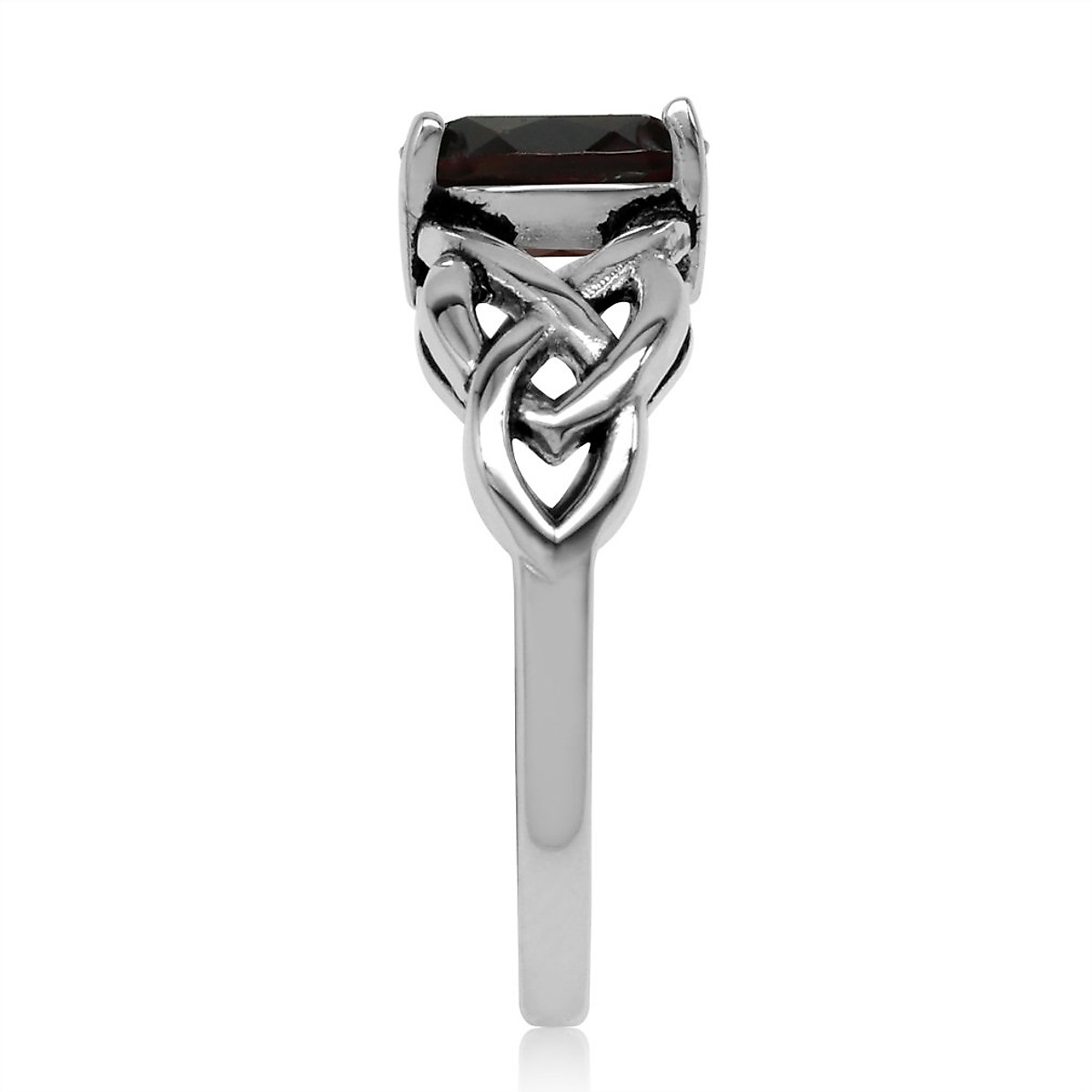 Silvershake 1.4ct. 8X6mm Natural Oval Shape Garnet 925 Sterling Silver Celtic Knot Solitaire Ring Size 7