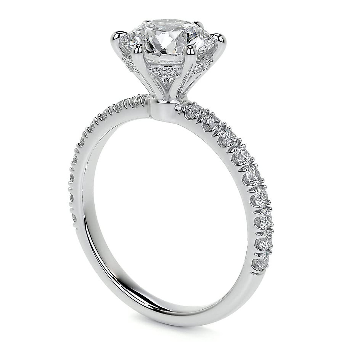 10K Solid White Gold Handmade Engagement Ring 3.00 CT Round Cut Moissanite Diamond Solitaire Wedding/Bridal Ring Set for Women/Her, Fancy Rings Gift for Her