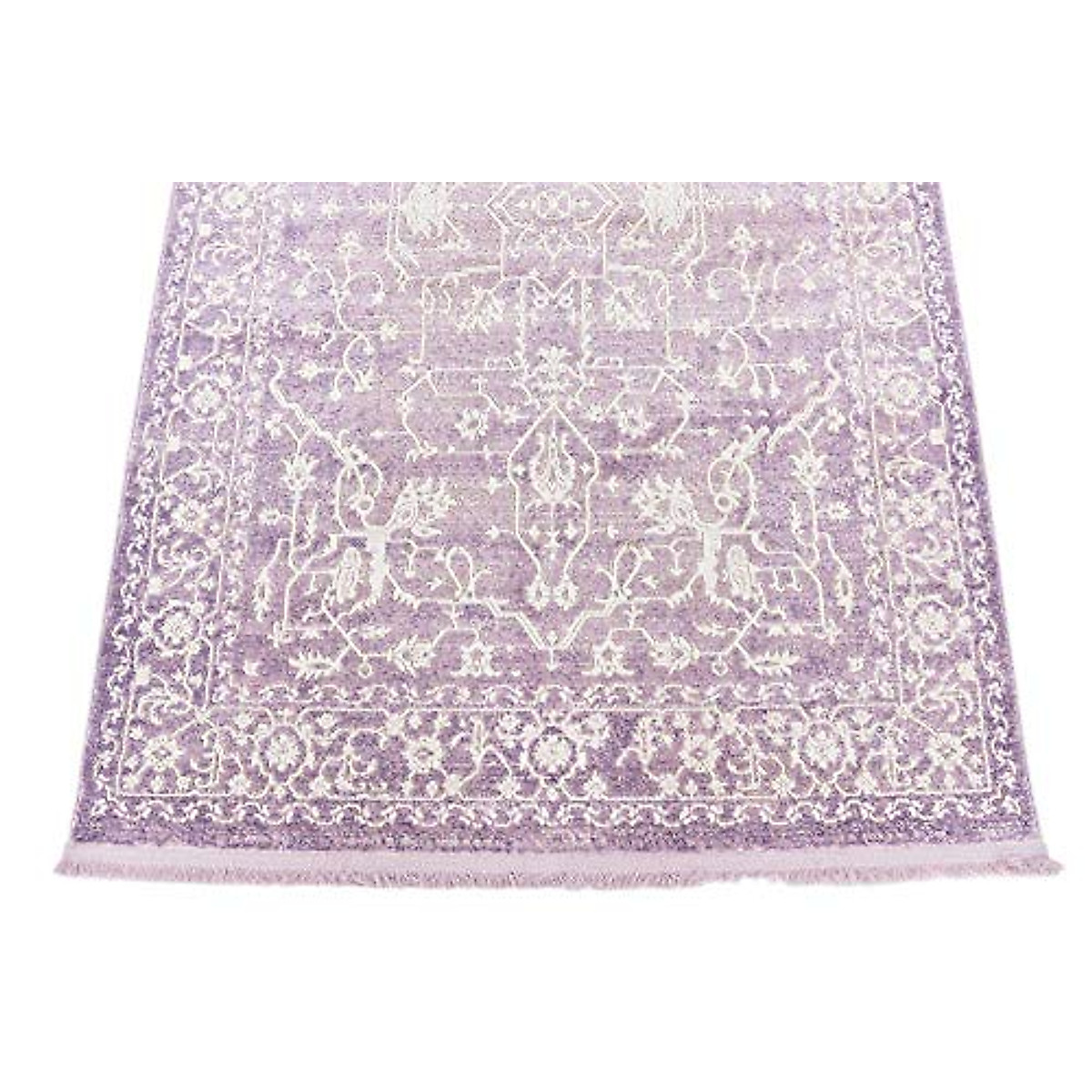 Unique Loom Traditional Classic Intricate Design Distressed Vintage Detail, Area Rug, 4 ft x 6 ft, Purple/Ivory