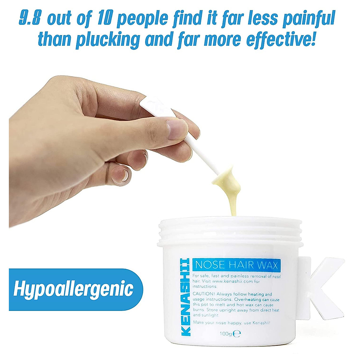 Nose Waxing Wax from Kenashii, 100g / 3.5 oz of Hypoallergenic Wax for Nasal Hair Removal, Specially Formulated to Never Get Brittle or Snap Off in Your Nose, Wipes and Applicators Sold Separately
