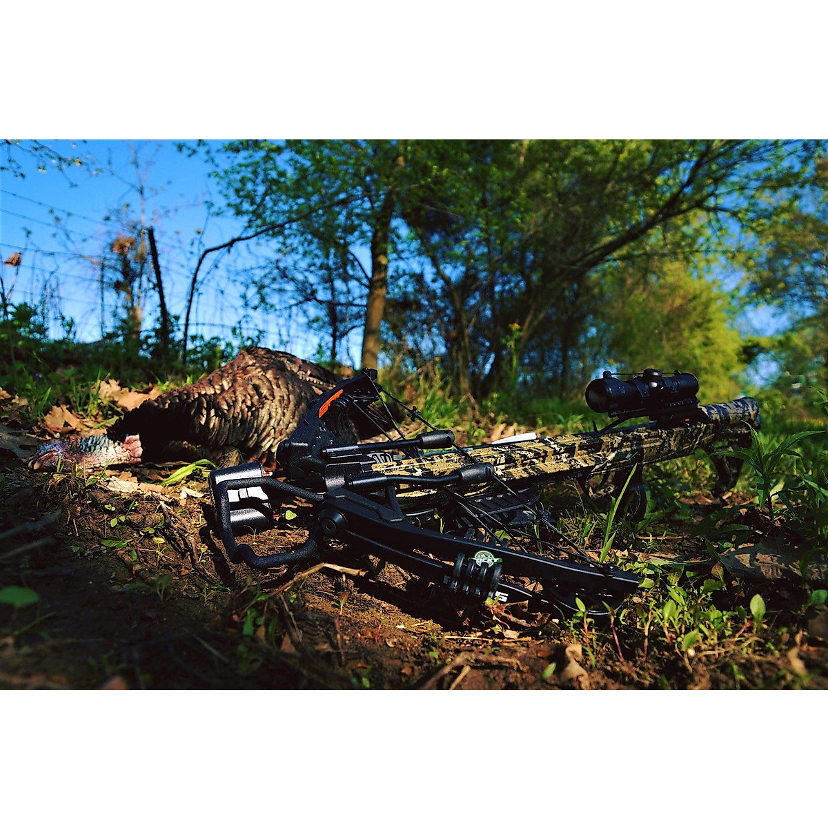 Rocky Mountain RM-415 Crossbow Kit with Crossbolts, 100 Grain Field Points, 4 x 32 Scope, Quiver, Rope Cocker and Rail Lubricant – Ready-to-Hunt