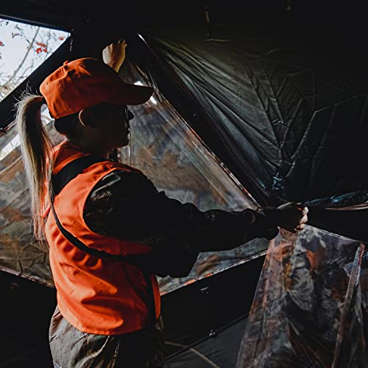 Barronett Blinds® Prowler 350, Portable Hunting Blind, Pop-Up Hub Blind, Huge Interior, Lightweight, 3-Person, Bloodtrail® Woodland, 80” x 90” x 90”, PR350BT