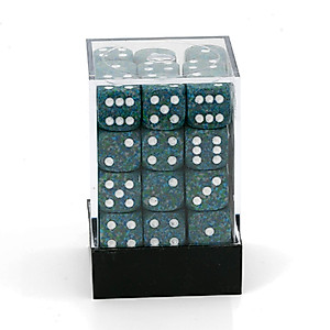 Chessex Speckled Sea Blue Plastic Polyhedral Dice Block, 12mm, 36 Dice - D6